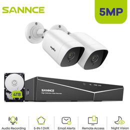 SANNCE 5-in-1-5-MP-8-Kanal-Hybrid-CCTV-Digitalvideorecorder, 2 Kameras, Bewegungserkennung, ip- und analoge Kameraunterstützung – mit 4-TB-Festplatte