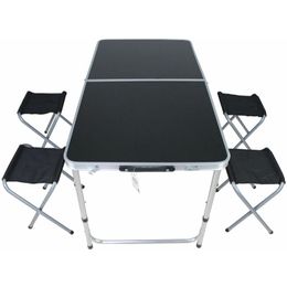 Mojawo 5-teiliges Campingmöbel Set schwarz mit 4 Hockern-MMC330889