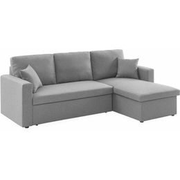 3-Sitzer Ecksofa mit Schlaffunktion, Polyester, Hellgrau - Hellgrau - Sweeek