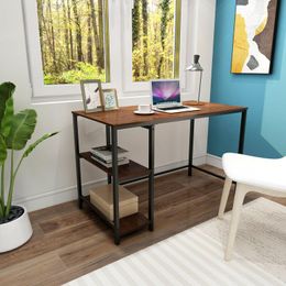 Computertisch im Industriedesign, Schreibtisch mit 2 Ebenen, DIY-Ablageregal für Wohnzimmer, Büro, 120 x 60 x 75 cm, braun