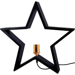 STAR TRADING - 257-02 Weihnachtsdekoration stern lysekil E27 1X40W Holz, Stahl schwarz, messing L:50cm B:10cm H:48cm mit Kabelschalter