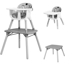 Goplus - 4 in 1 Baby Hochstuhl, Fütterungsstuhl mit 5-Punkt-Sicherheitsgurt, Abnehmbarem Tablett & Anti-Rutsch-Füße, Kombihochstuhl mit Sitzkissen &