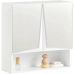 sobuy - BZR94-W Spiegelschrank Hängeschrank Wandschrank Badschrank Badmöbel Spiegel Wandspiegel Badspiegel Badschrank Badezimmermöbel Weiß bht ca: