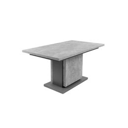 ByLiving Säulentisch mit Auszug britta 140cm / Esszimmertisch grau / Ess-Tisch auf 190 cm ausziehbar / Melamin Light Atelier anthrazit Auszugstisch in