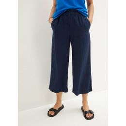 bonprix Leinen-Culotte wadenlang, blau, Leinen