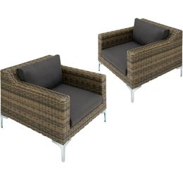 TecTake Modulares Rattanset Villanova Aluminium Set 5 2-Sitzer - anthrazit-meliert