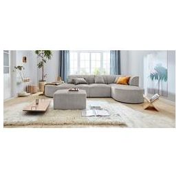 Ecksofa Andas "Alesund L-Form" Sofas Gr. B/H/T: 362cm x 84cm x 183cm, Cord, Ottomane rechts, grau (hellgrau) bestehend aus Modulen, auch einzeln erhältllich, miteinander verbunden