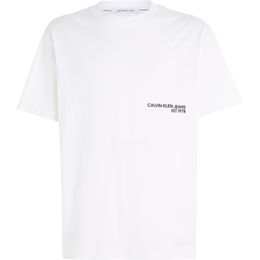 Calvin Klein Jeans T-Shirt, Rundhals-Ausschnitt, rückseitiges Logo-Motiv, für Herren, weiß, S