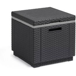 Ice Cube Beistelltisch graphit 40 Liter - 42 x 42 cm - Kühlbox Tisch mit abnehmbarem Deckel - Allibert