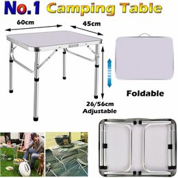 Dayplus - 2Ft Aluminium Camping Tisch 60x45x26/56cm Höhenverstellbarer Picknicktisch Laptop