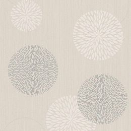 Grafik Tapete Profhome 937912 Vliestapete strukturiert mit geometrischen Formen matt beige silber creme 5,33 m2 - beige