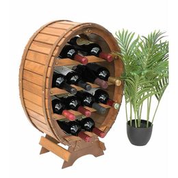 DanDiBo - Weinregal Holz Stehend Weinfass 12 Flaschen Braun gebeizt Flaschenregal Flaschenhalter Fass