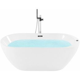 Beliani Whirlpool-Badewanne Weiß 170 x 80 cm aus Sanitäracryl mit Hydromassage Farblichttherapie Freistehende Indoorwhirlpool Modernes Design - Weiß