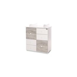 Lorelli Kommode Cupboard 83 x 71 x 96 cm, 4 Schubladen, 2 Türen mit Regalboden weiß grau