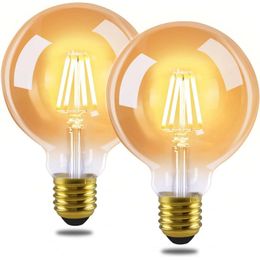 Nettlife LED-Leuchtmittel 2 Stück LED Glühbirne Vintage E27 Lampe G80 Warmweiss Filament