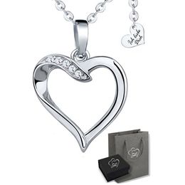 Limana Herzkette Silber 925 Halskette für Damen Herz-Anhänger Damenkette Ich liebe Dich (Weihnachten Geburtstag Jahrestag