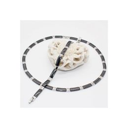 ELLAWIL Collier-Set Collier und Armband aus Keramik und Edelstahl Schwarz Silber (Kettenlänge 50 cm
