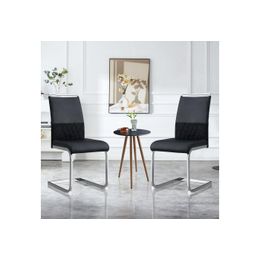 Odikalo Esszimmerstuhl 2er Bürostuhl PU-Kunstleder Leinen gepolstert Side Chair schwarz/grau