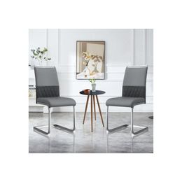 Odikalo Esszimmerstuhl 2er Bürostuhl PU-Kunstleder Leinen gepolstert Side Chair schwarz/grau