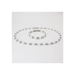 ELLAWIL Collier-Set Halskette Armband aus weißer Keramik mit silberfarbenem Edelstahl (Kettenlänge 48