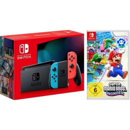 Nintendo Switch Konsole r/b + Super Mario Bros. Wonder, blau|rot|schwarz