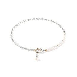 COEUR DE LION Kette mit Einhänger 1104/10-1426 Halskette Damen Y & Ovale Süßwasserperlen O-Ring Silber Gold