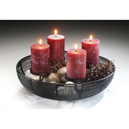 Kobolo Kerzenhalter Dekoschale Adventskranz rund aus Metall schwarz (für 4 Kerzen)