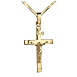 JEVELION Kreuzkette Kruzifix Kreuz Anhänger 585 Gold (Goldanhänger