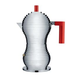 Alessi - Pulcina Espressokocher, 30 cl, induktionsgeeignet, silber / rot