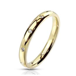 BUNGSA Fingerring Ring mit 10 Kristallen schmal verschiedene Farben aus Edelstahl Damen (Ring