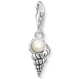 Thomas Sabo Charm-Einhänger Muschel.Optik mit Perle, 1891-082-14, mit Süßwasserzuchtperle, silberfarben|weiß