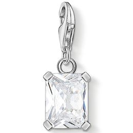 Thomas Sabo Charm-Einhänger Weißer Stein, 1849-051-14, mit Zirkonia (synth), silberfarben|weiß