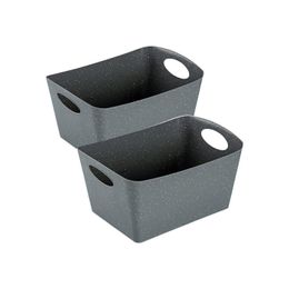 Koziol Organizer BOXXX M (Set, 2 St), Aufbewahrungsbox, Made in Germany, 100% recyceltes Material, 3,5 Liter, grau