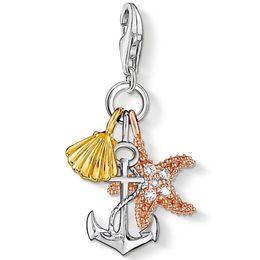 Thomas Sabo Charm-Einhänger Sommer/ Strand, 0919-425-14, mit Zirkonia (synth), gelb|goldfarben|silberfarben