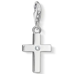 Thomas Sabo Charm-Einhänger Kreuz, 0366-051-14, mit Zirkonia (synth), silberfarben|weiß