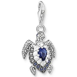 Thomas Sabo Charm-Einhänger Schildkröte mit blauen Steinen, 1897-667-1, mit Glas-Keramik Stein, blau|silberfarben