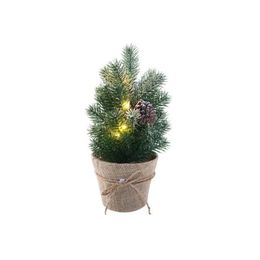 Expo-Börse LED Weihnachtsbaum Kunsttanne beschneit im Jutetopf 33 cm Batteriebetrieb