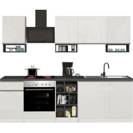 Kochstation Küchenzeile KS-Sole, Breite 256 cm, mit Geschirr-Abtropfschrank, ohne E-Geräte, weiß