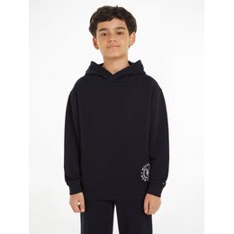 Tommy Hilfiger Kapuzensweatshirt CREST LOGO HOODIE mit leicht überschnittenen Schultern, blau