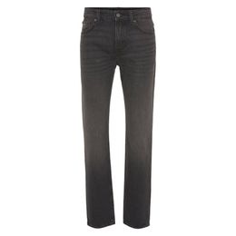 BOSS Orange Straight-Jeans Maine BC mit BOSS Leder-Badge, grau