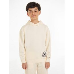 Tommy Hilfiger Kapuzensweatshirt CREST LOGO HOODIE mit leicht überschnittenen Schultern, beige