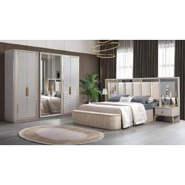 JVmoebel Schlafzimmer-Set Luxus Schlafzimmer Set Komplettes Bett 2x Nachttisch Kleiderschrank