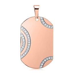 UNIQUE Kettenanhänger UNIQUE Edelstahl Dog-Tag-Anhänger rosé Zirkoniasteinen P5158