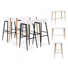 vidaXL Sitzgruppe 5-tlg Bar-Set Weiß Hochstühle Bartisch Esstisch Sitzgruppe Bar Barhock