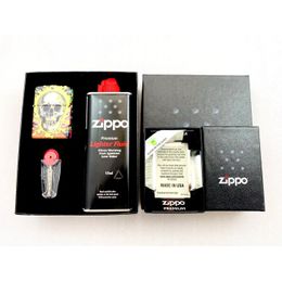 Zippo Feuerzeug Zippo Geschenkset 540° Totenkopf Skull Glow in the Dark Green