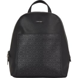 Calvin Klein Rucksack, Reißverschluss, Logo-Muster, für Damen, schwarz