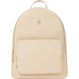 Tommy Hilfiger Rucksack, Kunstleder, Frontfach, für Damen, beige