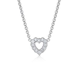 Elli DIAMONDS Kette mit Anhänger Herz Lab Grown Diamanten (0.18 ct) 925 Silber