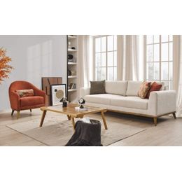 JVmoebel Wohnzimmer-Set Sofagarnitur 3 + 1 Sitzer Design Möbel Beige Couchen Sofa Textil
