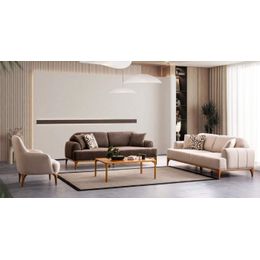 JVmoebel Wohnzimmer-Set Moderne Beige Sofagarnitur 3+3+1 Sitzer Wohnzimmer Möbel Luxus